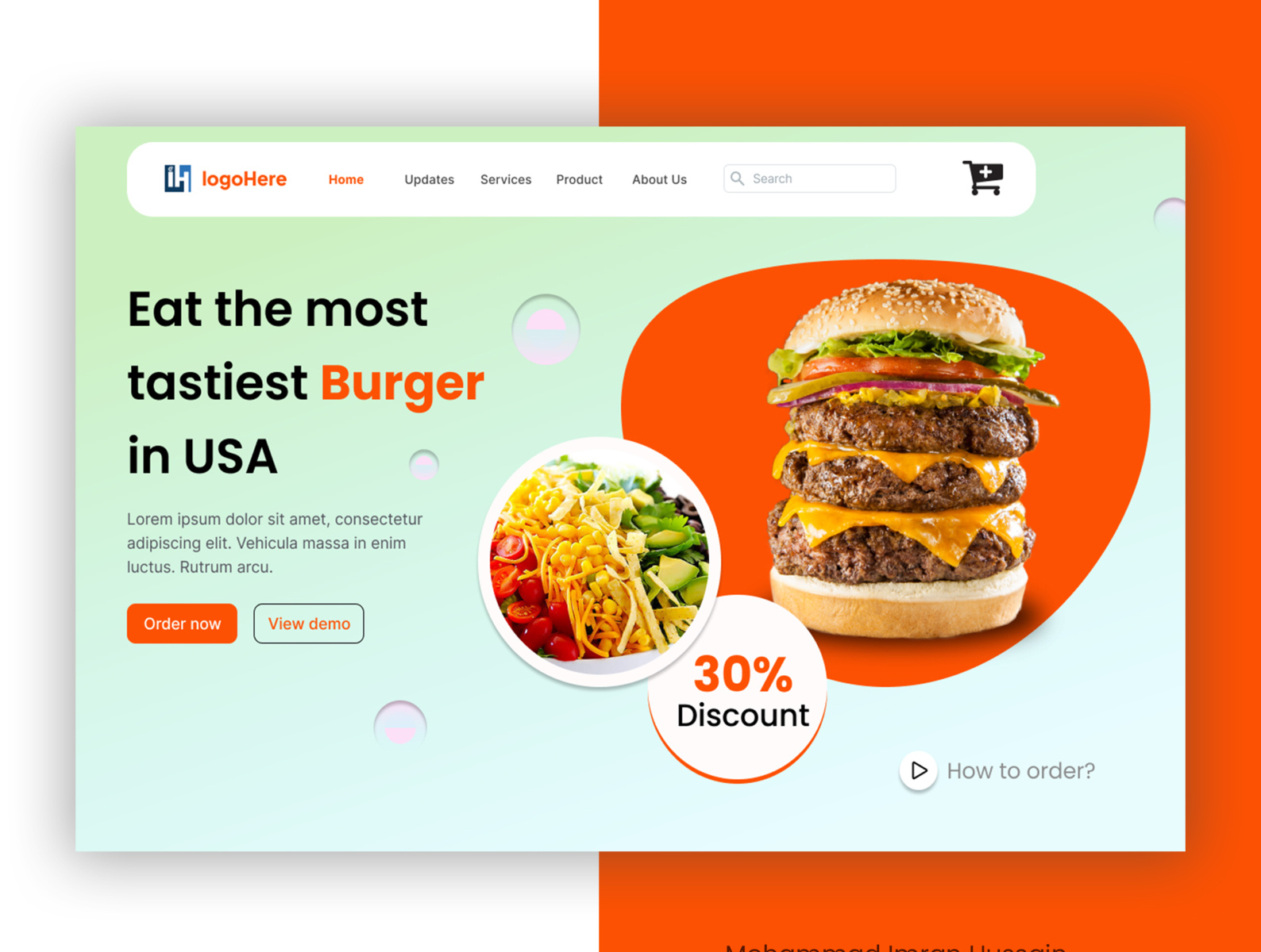Food Restaurant website Header Design by Md Imran Hussain on Dribbble