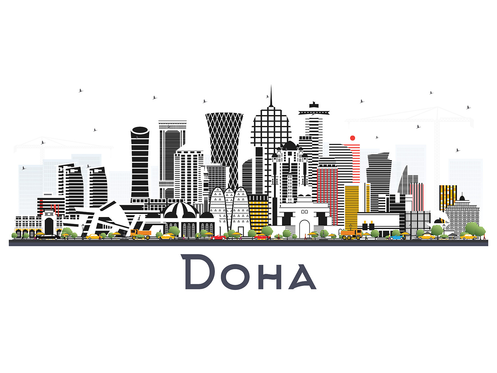 Doha Qatar City Skyline. by Igor Sorokin on Dribbble