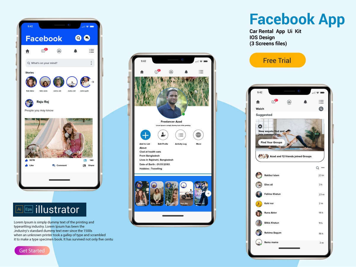 Facebook App Redesign Challenge by Azad Service on Dribbble