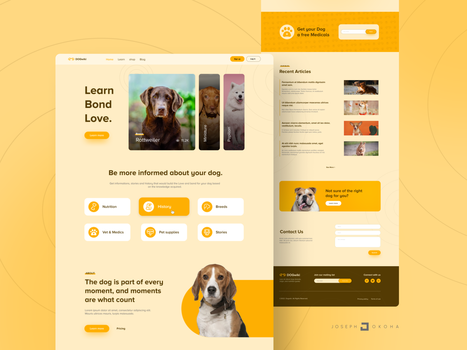 Dogwiki Pet Educational Website by Joseph Okoha on Dribbble