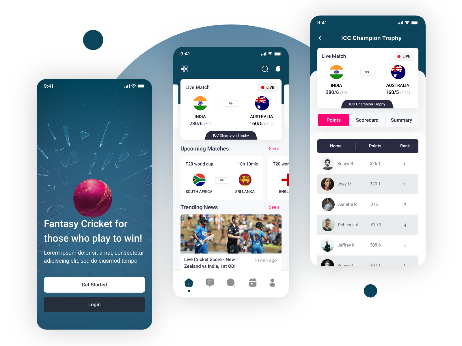 Fantasy Cricket App UI/UX Design by Insightlancer on Dribbble