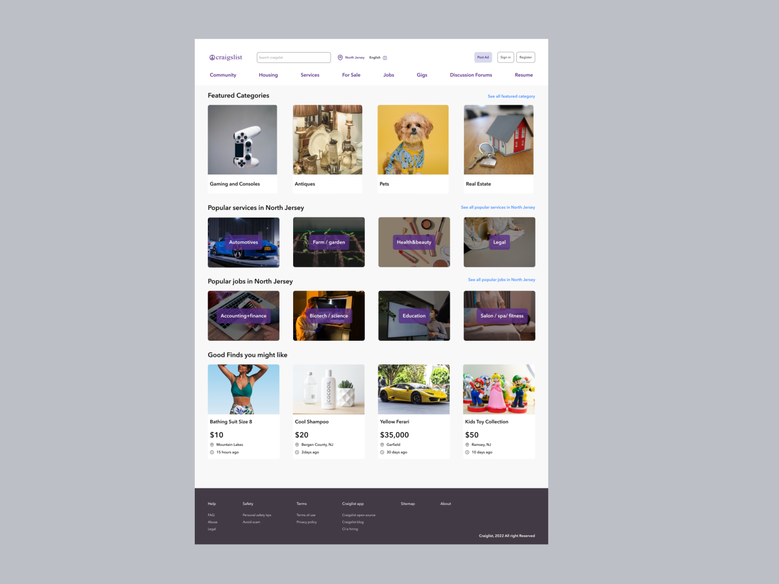 Craigslist listing page redesign by Toluwalope Oketade on Dribbble