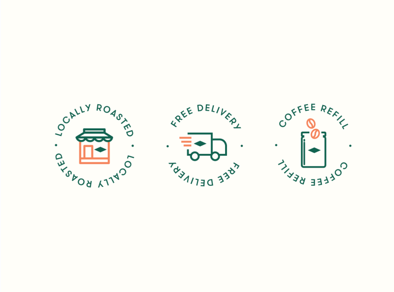 Coffee delivery icon badges by Kat Wenger on Dribbble