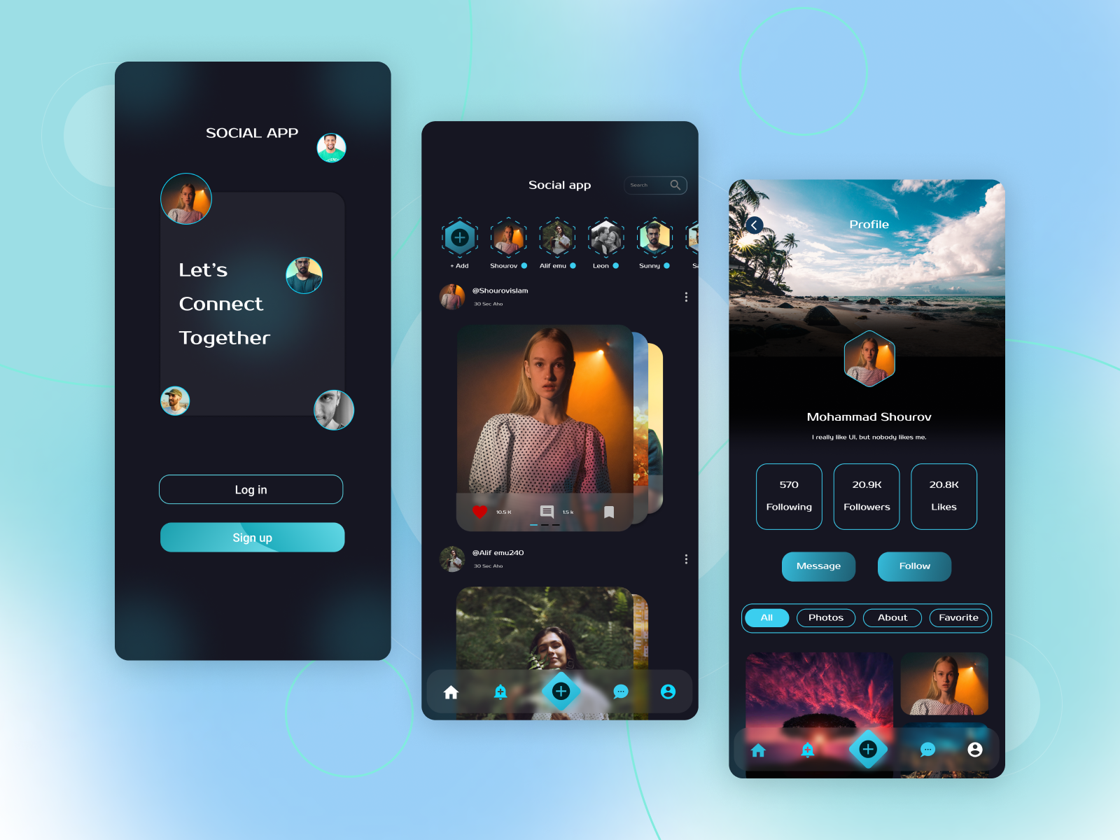 Social Media App UI by The D Squad on Dribbble