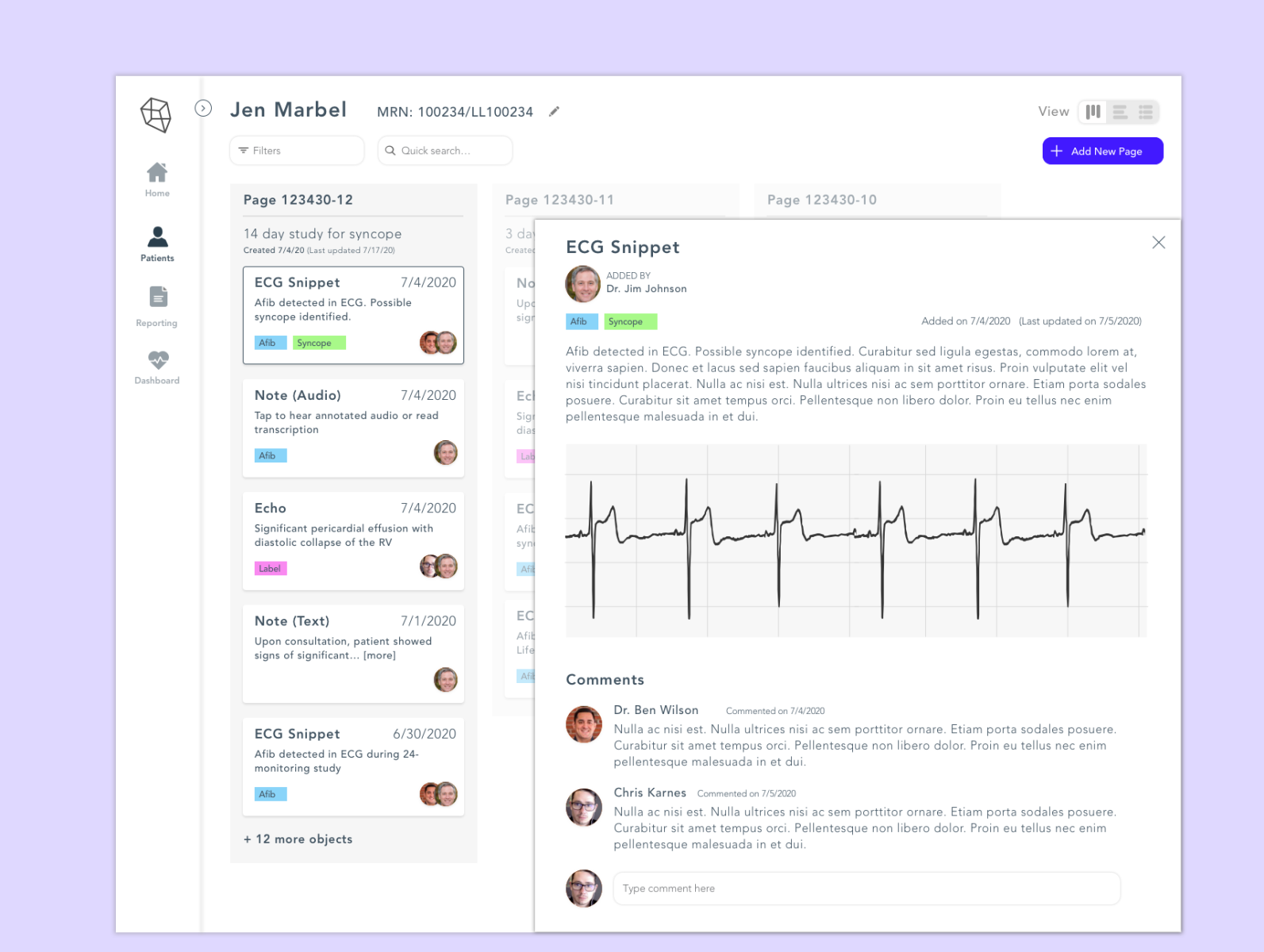 Medical EHR Mockup - Jira Inspired by Chris Karnes on Dribbble
