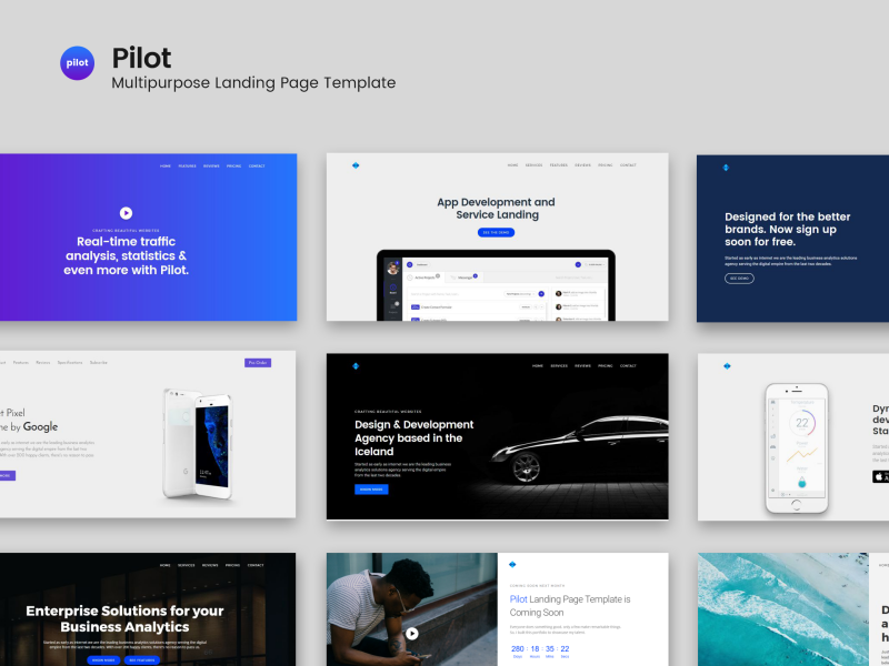 Pilot Landing Page Template by YDirection on Dribbble