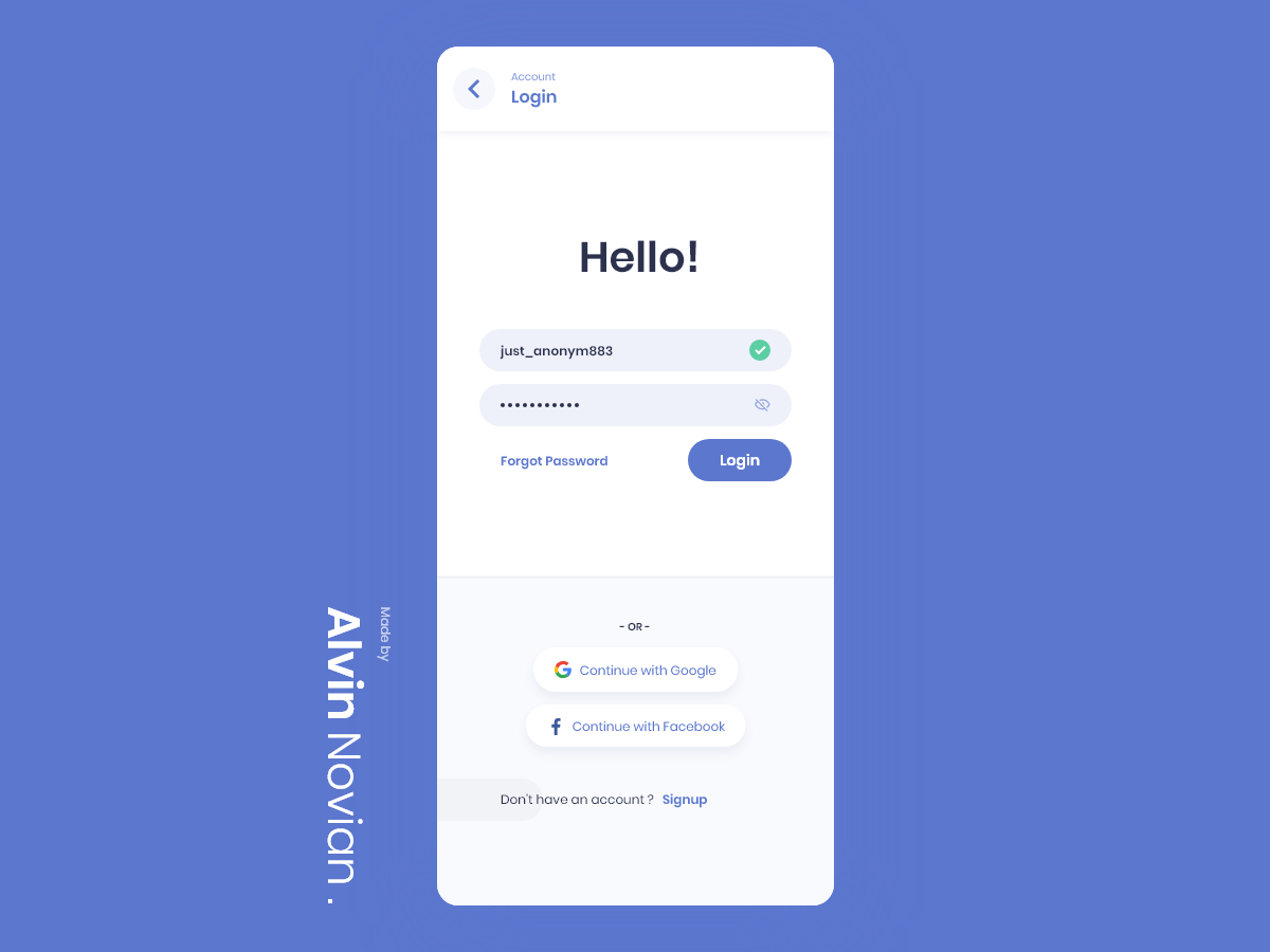 Clean Login Page by Alvin Novian on Dribbble