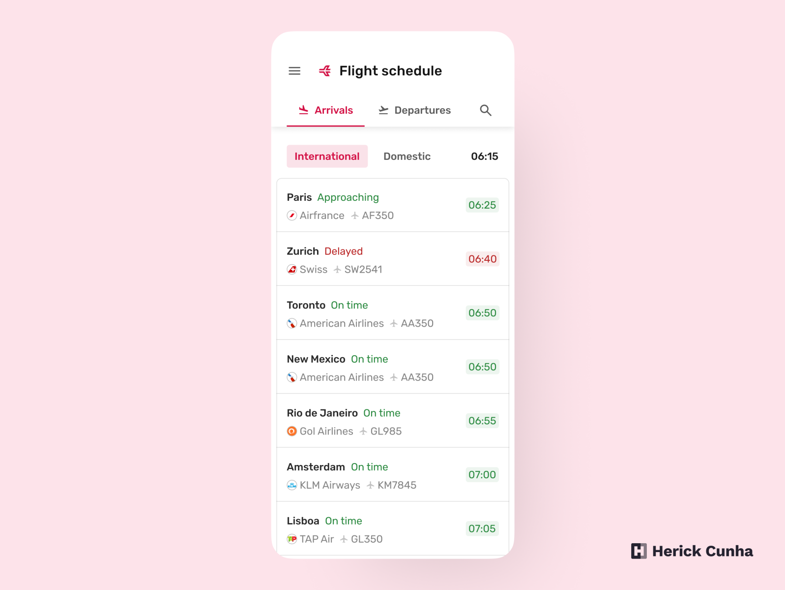 Flight Schedule by Herick Cunha on Dribbble
