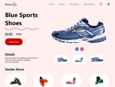 Shoes Shop Product Page by Ali on Dribbble