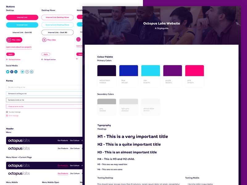 Labs styleguide by Joana Sebastião for Octopus Labs on Dribbble