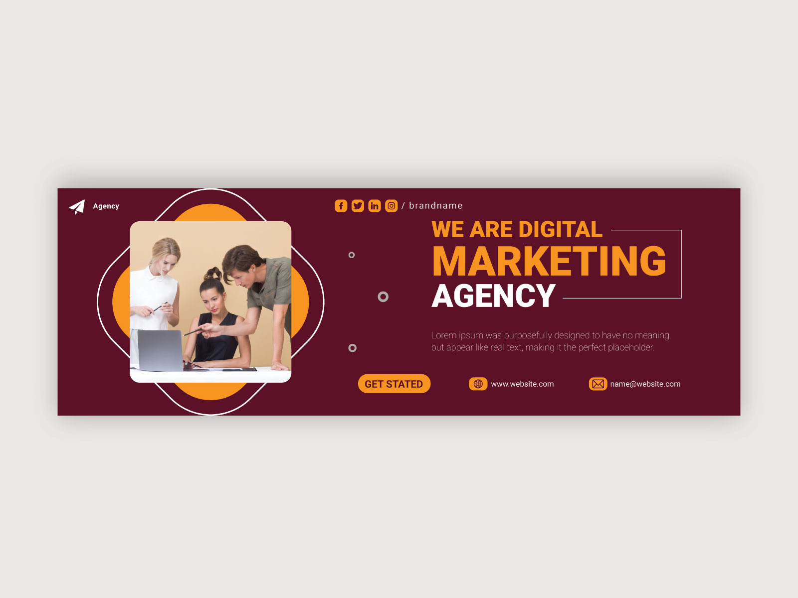 Flat design minimal marketing agency twitter header design by MONIR.PRO ...