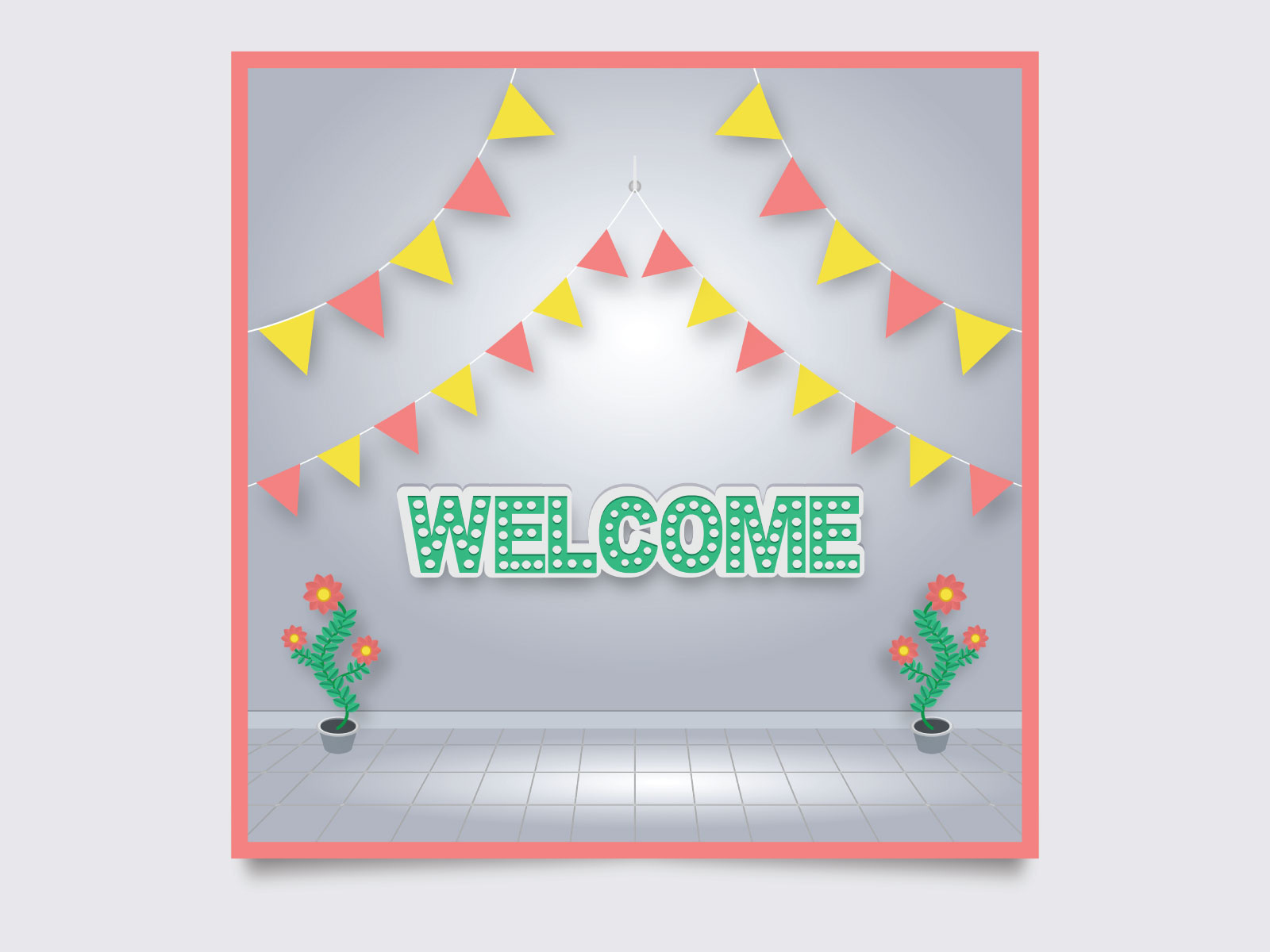 Room sun card with welcome banner 3d text effect by MONIR.PRO on Dribbble