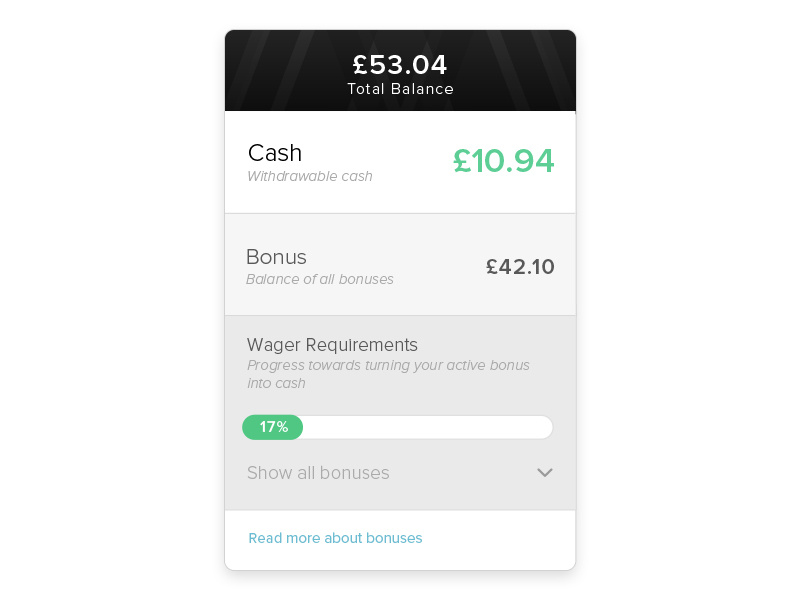 Wallet Total Balance Modal by Michael Dunn on Dribbble