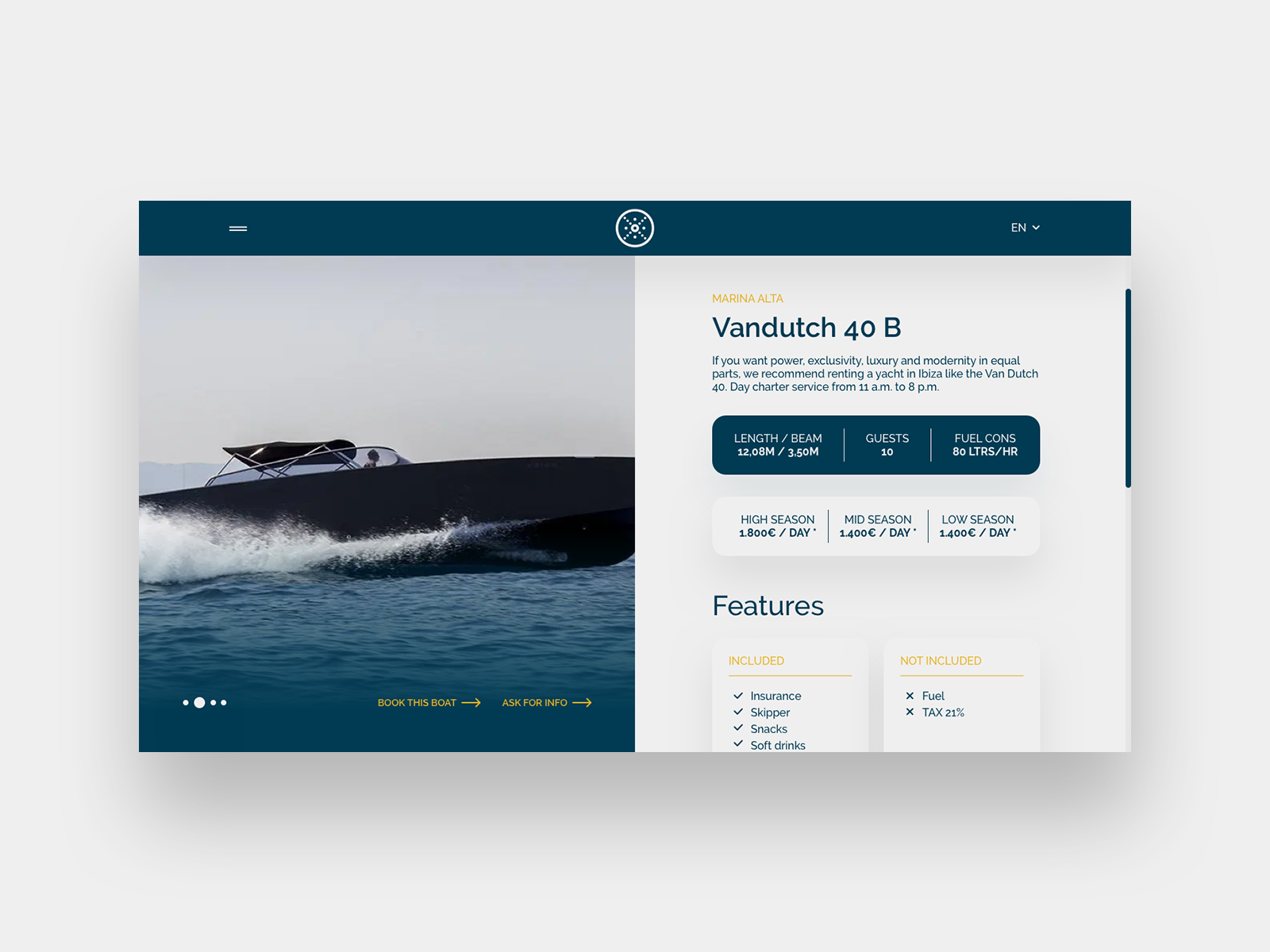 Yatch Charter UI Design by Carlos on Dribbble