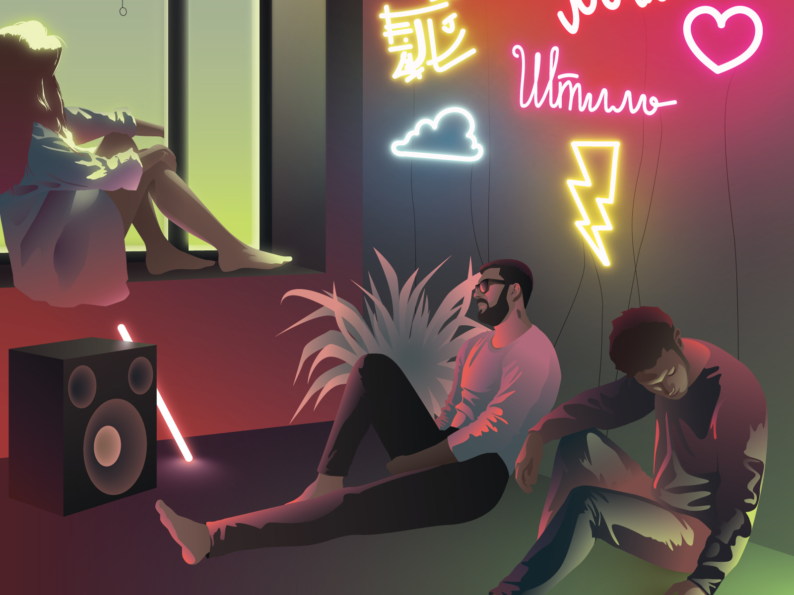 Neon room by Maxim Gilyak on Dribbble