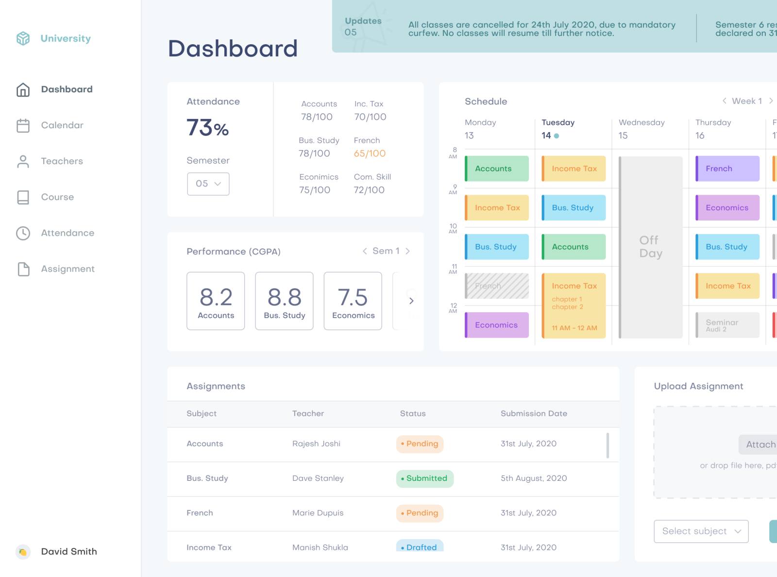 College Dashboard by Gaurav Rawat on Dribbble