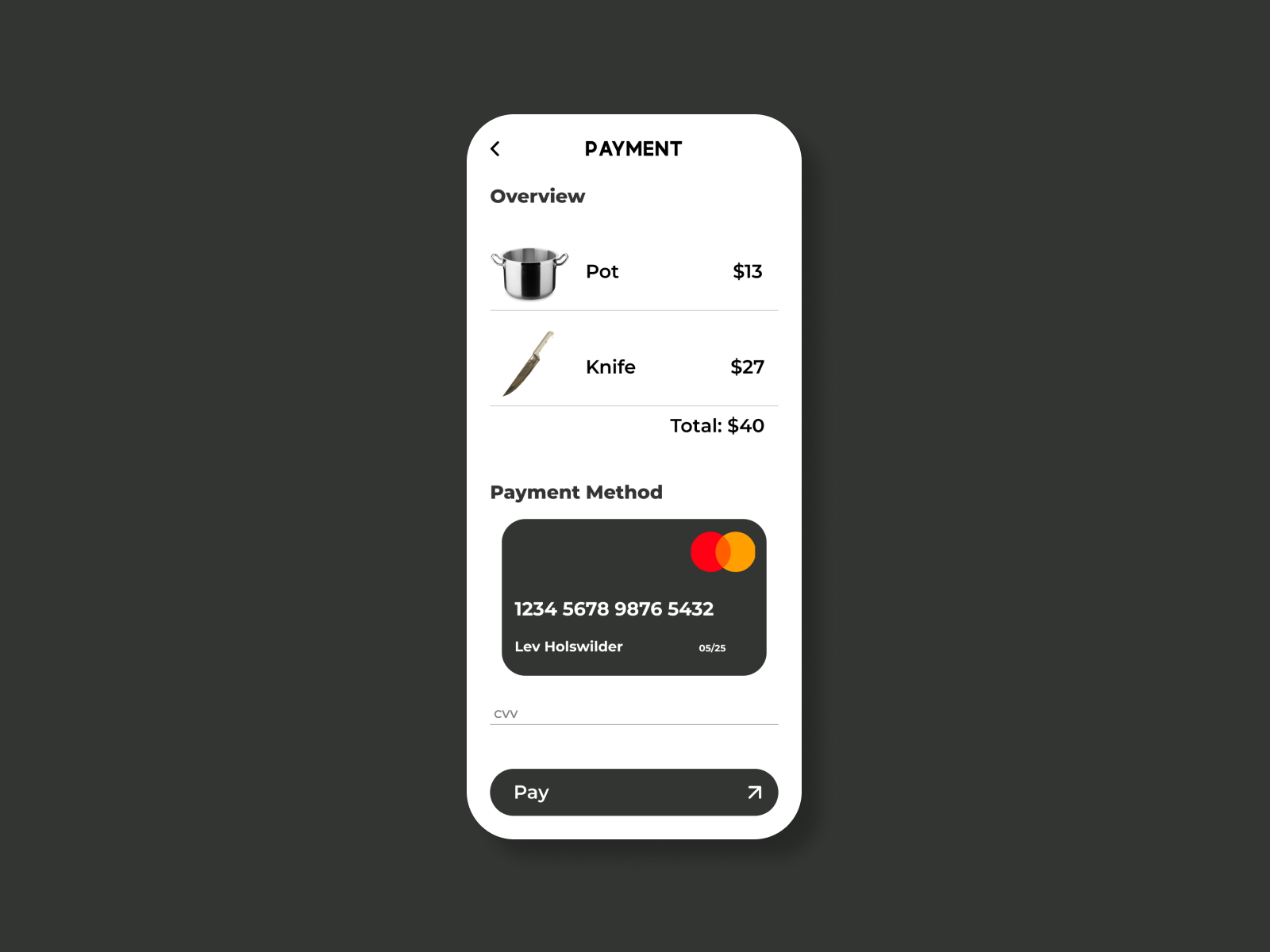 Payment and checkout screen by Lev on Dribbble
