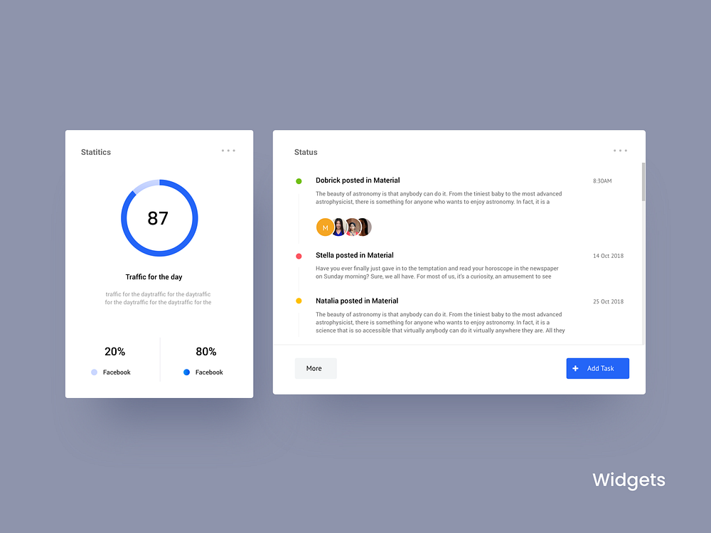 Dashboard widgets overview by Sreerag Nath on Dribbble