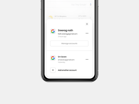 google mobile account switch design by Sreerag Nath on Dribbble