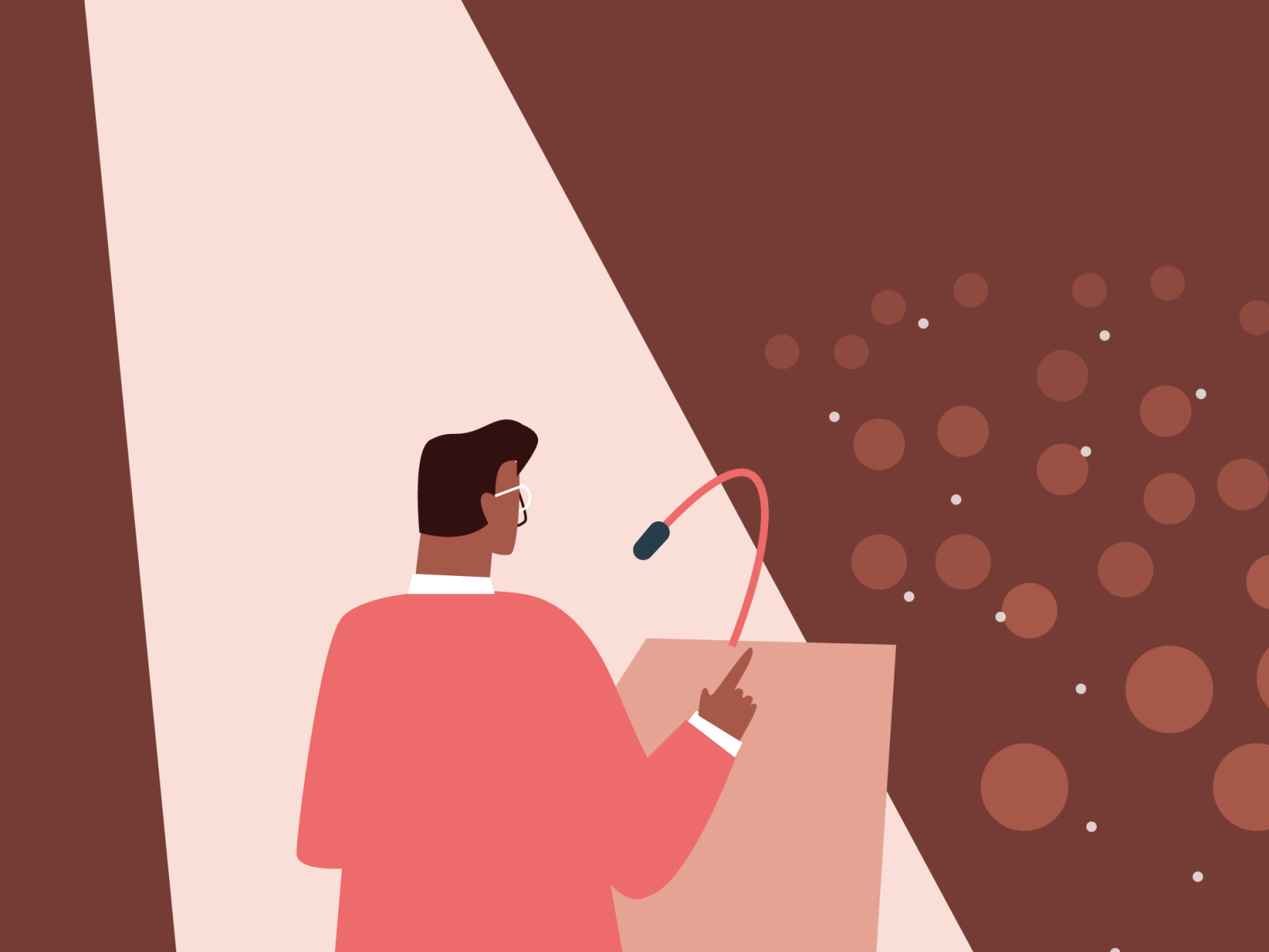 Illustration of man speaking to an audience by Adri Parris on Dribbble