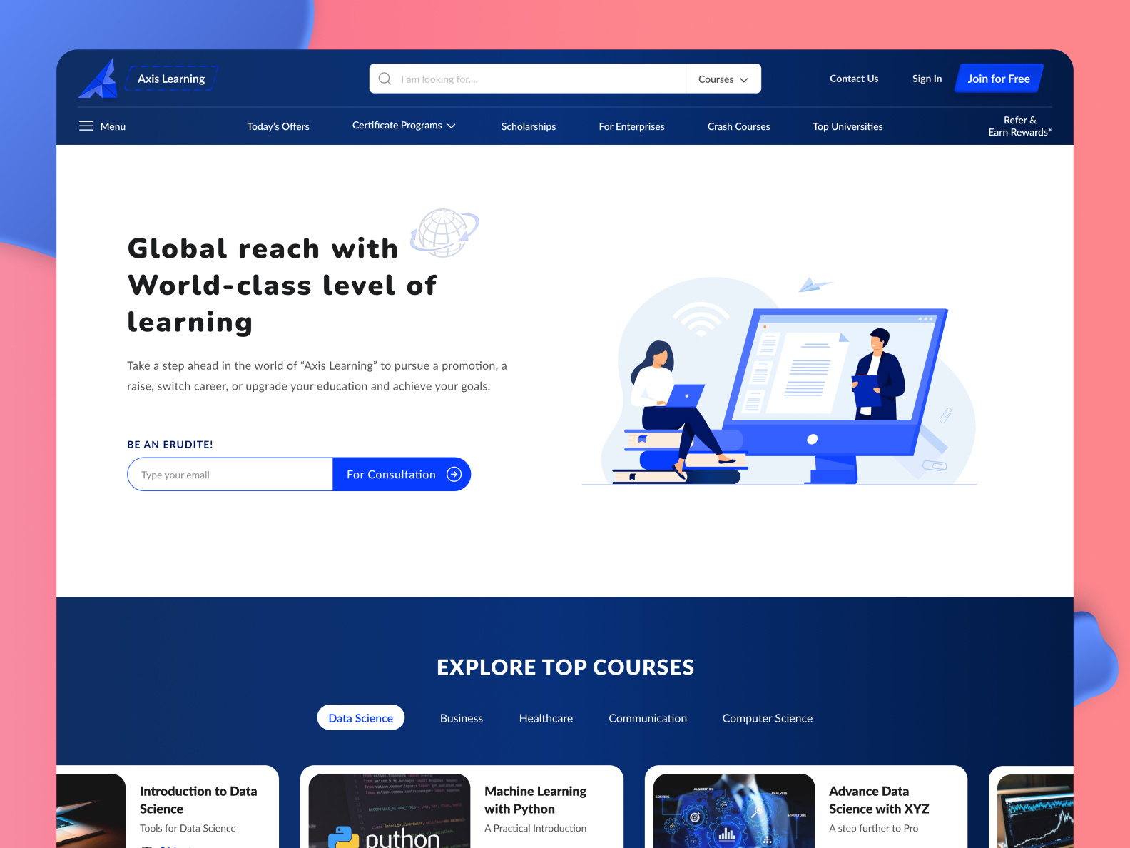 Axis Learning || Home Page || Web Design by Tarun Benjamin on Dribbble