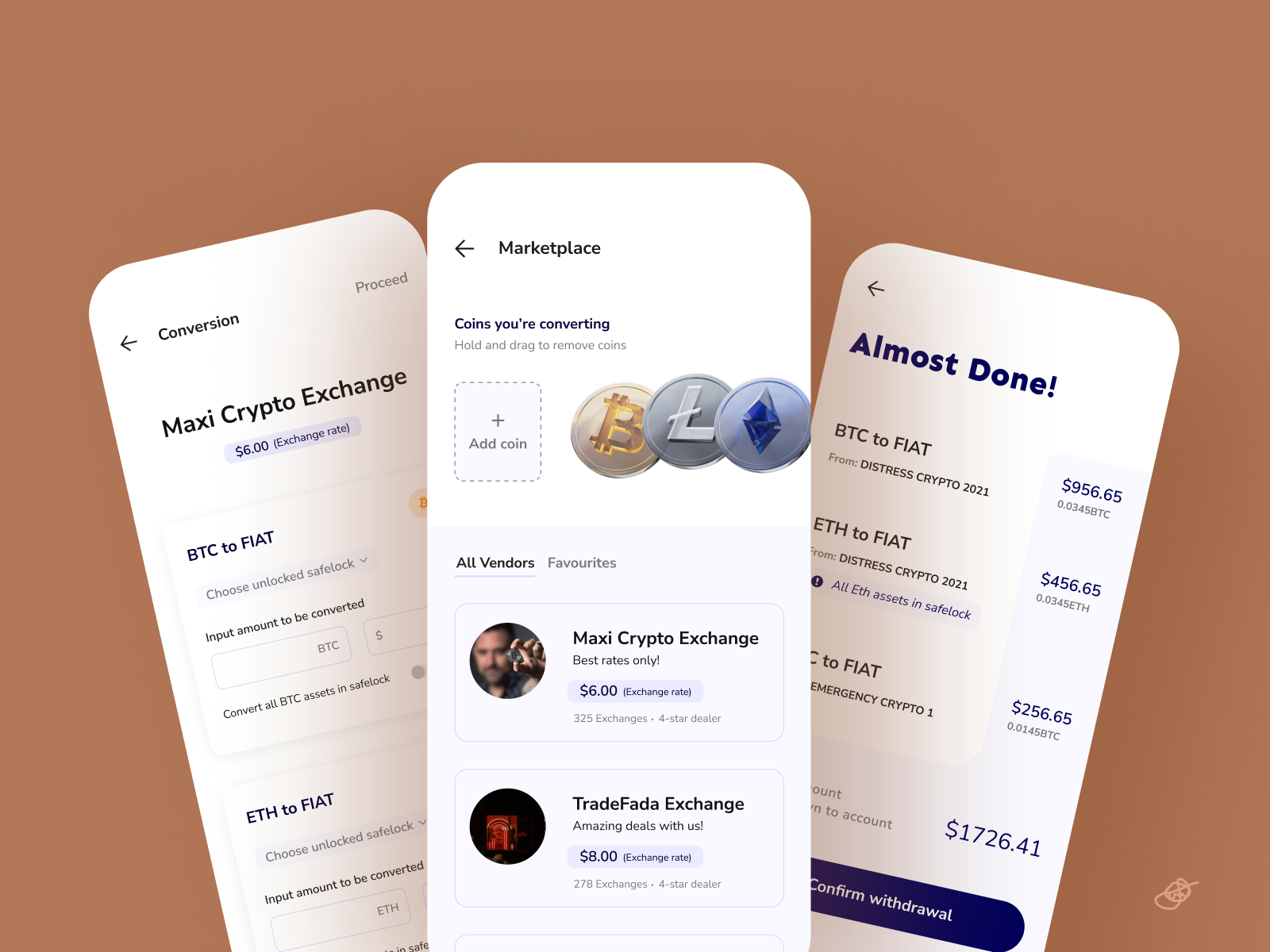 Exchange Screens for Crypto app by Samson Tobi on Dribbble