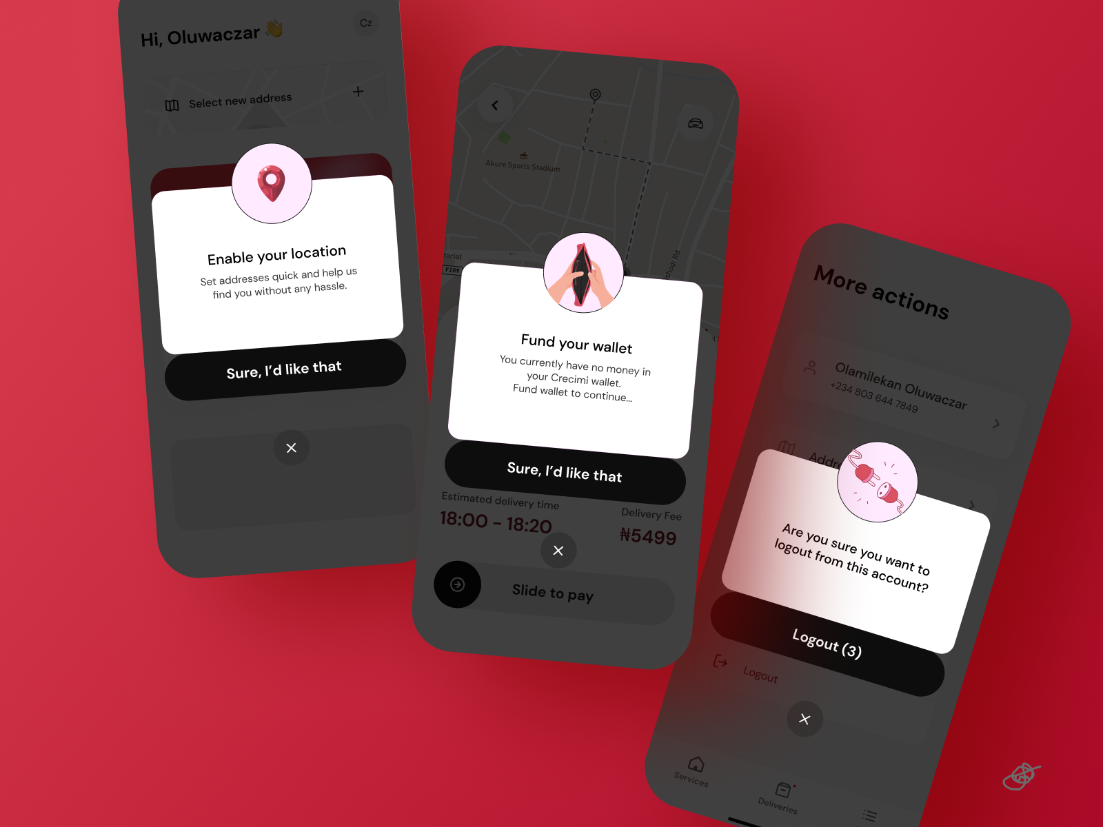 Modals from a logistics app by Samson Tobi on Dribbble
