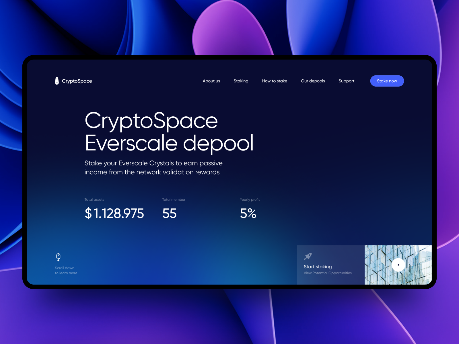 CryptoSpace | Hero screen by Alexander Kremenskoy on Dribbble