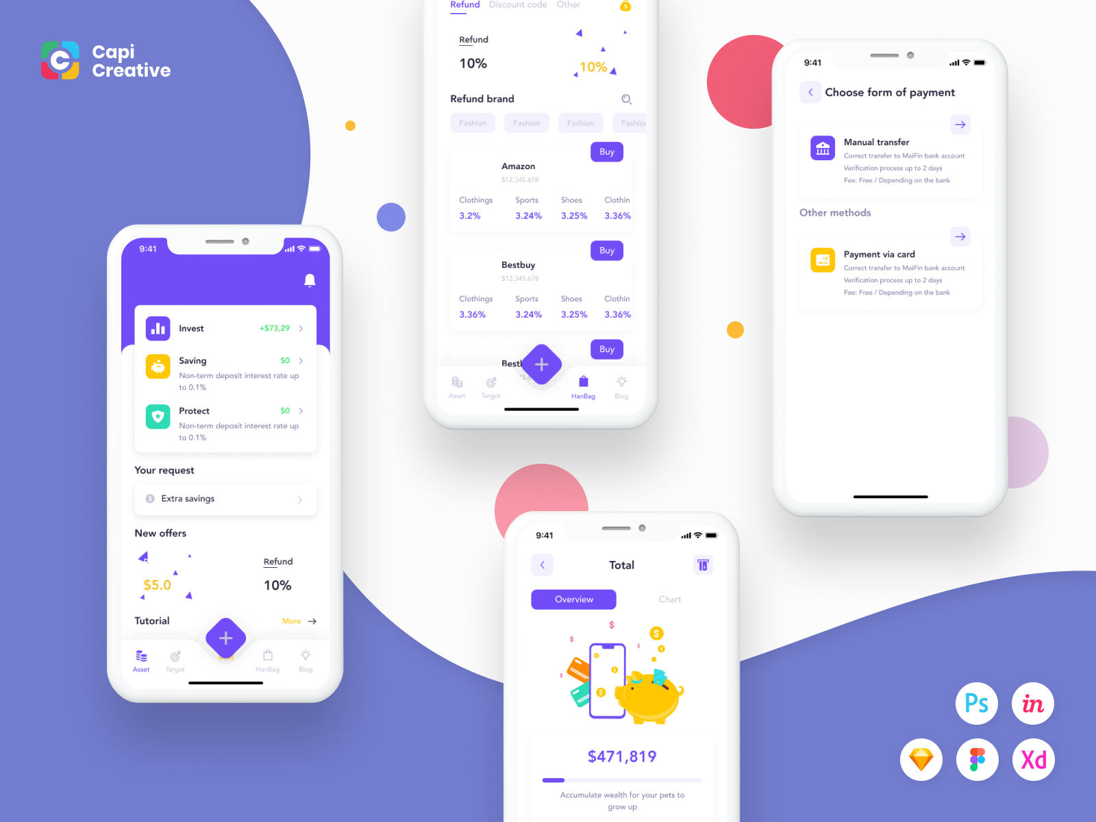 Finance Mobile App UI Kit by Capi Product for Capi Creative on Dribbble