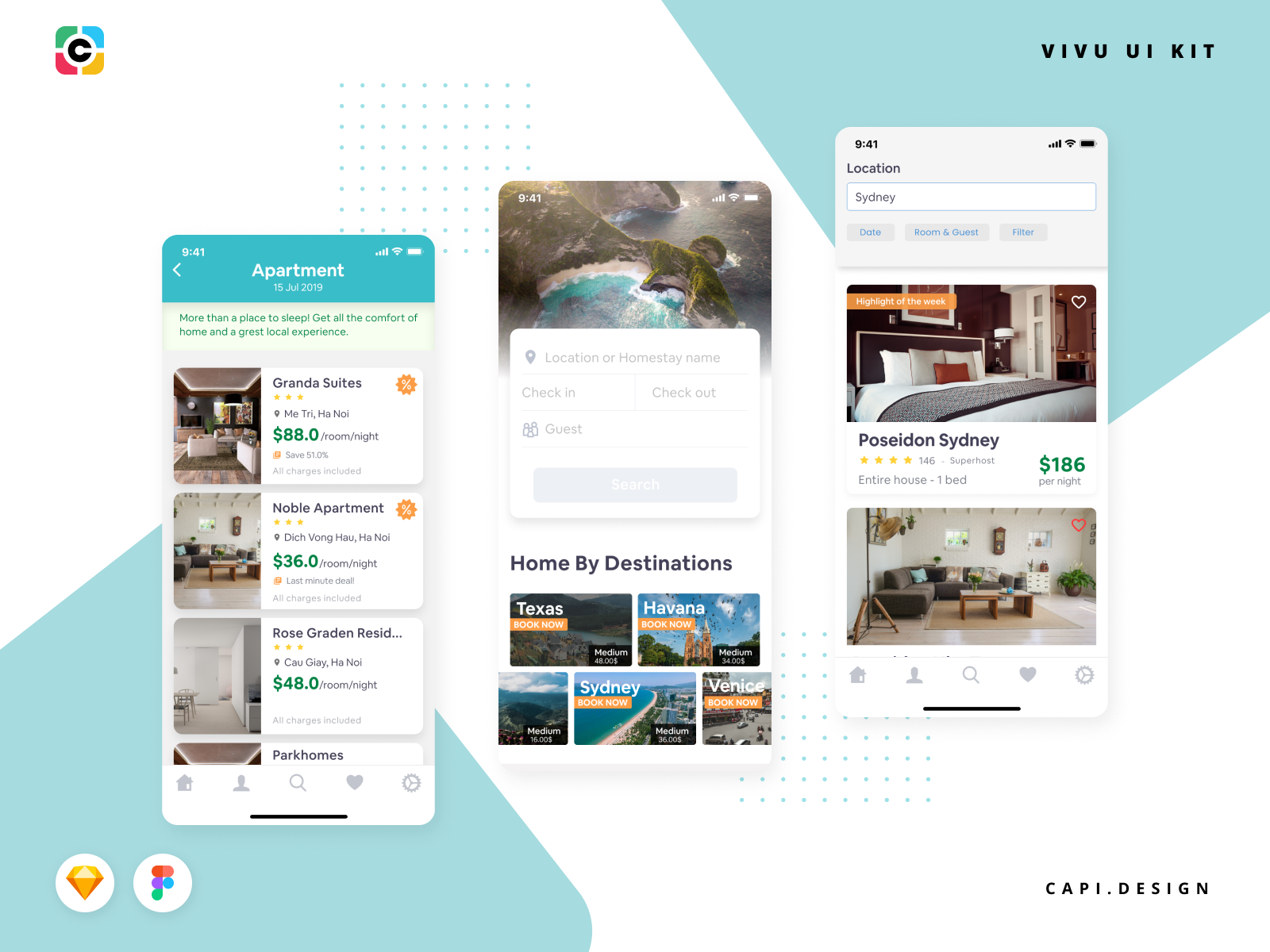 Vivu Hotel Booking App UI Kit by Capi Product for Capi Creative on Dribbble