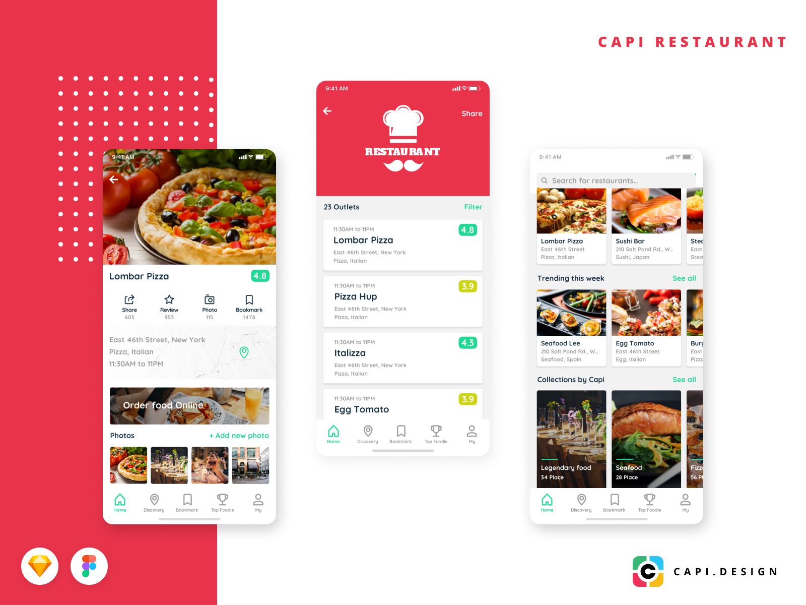 Capi Restaurant iOS UI Kit by Capi Product for Capi Creative on Dribbble