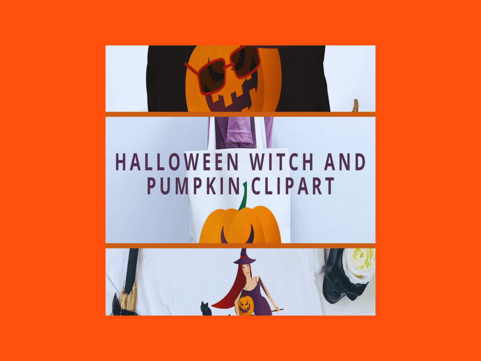 Halloween Witch and Pumpkin Clipart by MasterBundles on Dribbble