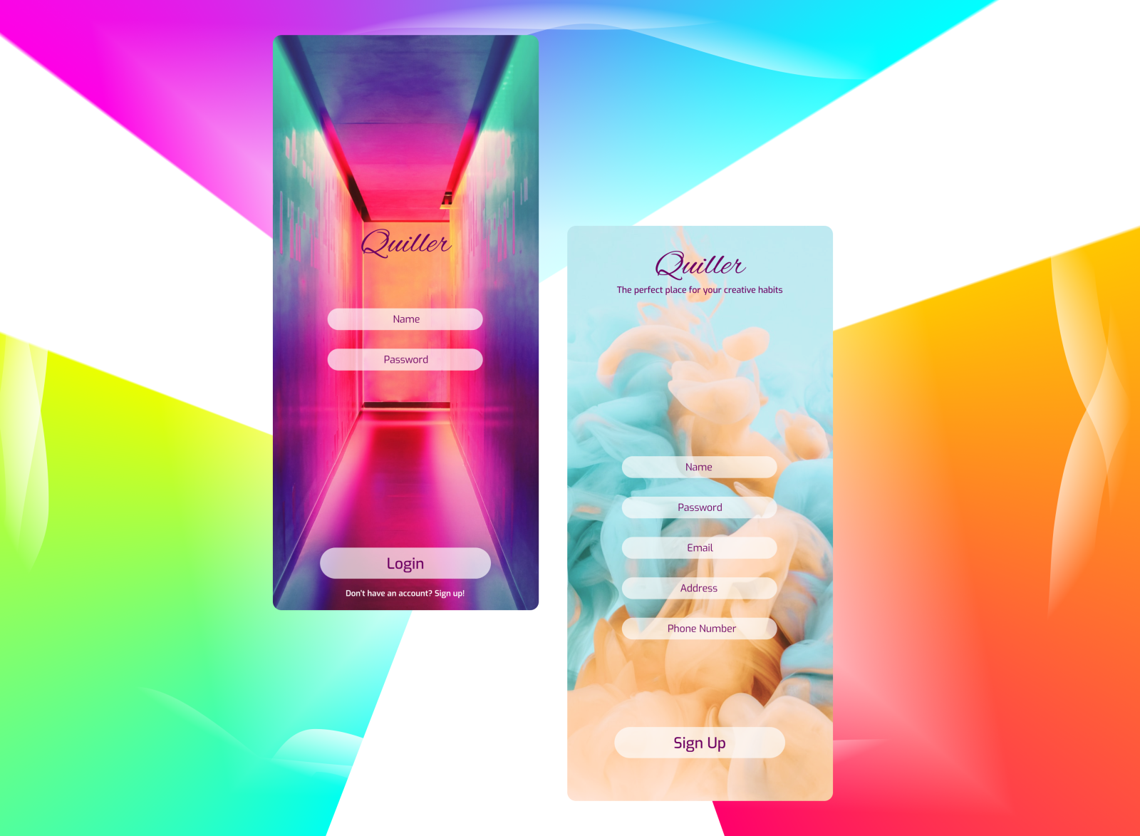 Quiller Login & Sign Up Shots by Diane Taylor on Dribbble