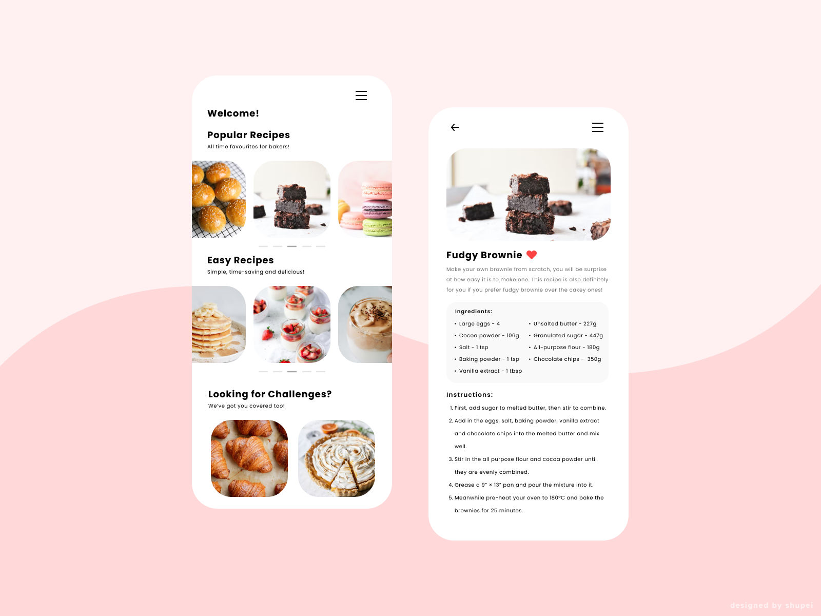 Dessert Recipe App UI Design by Shupei Tan on Dribbble