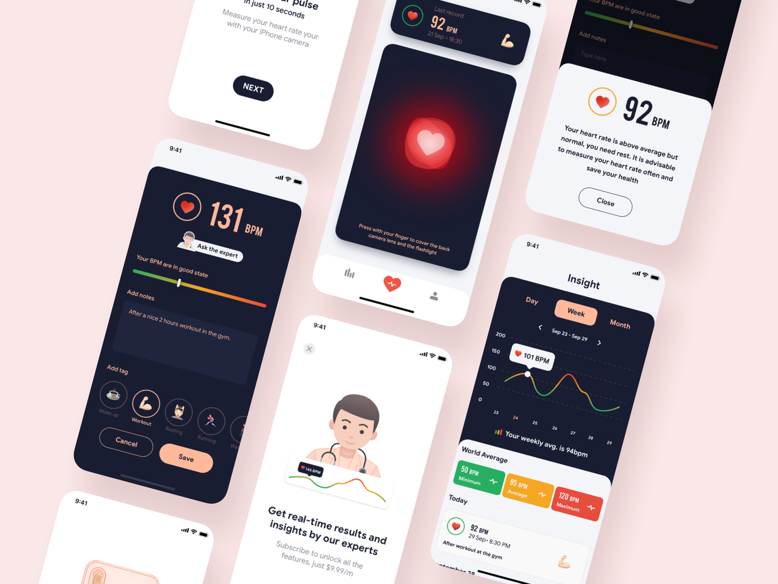 Heart rate monitor app by Nirav on Dribbble