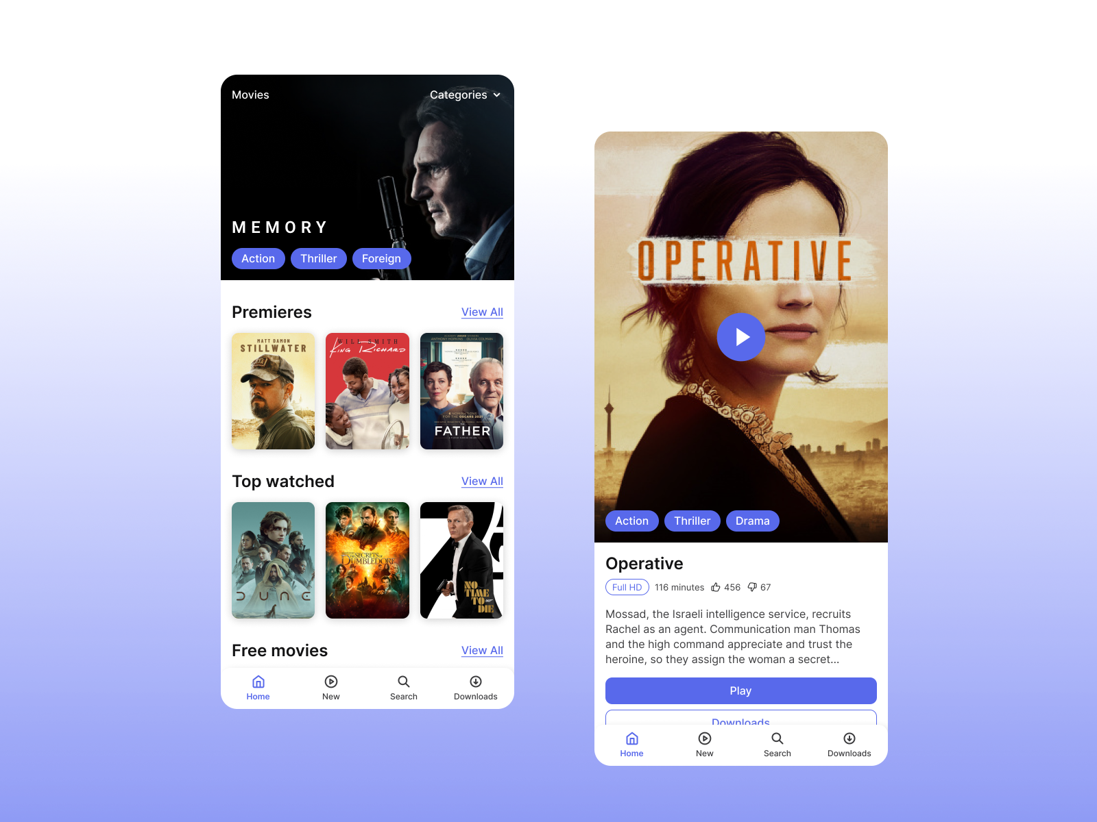 Mobile Movie App by Vika Dupliakina on Dribbble
