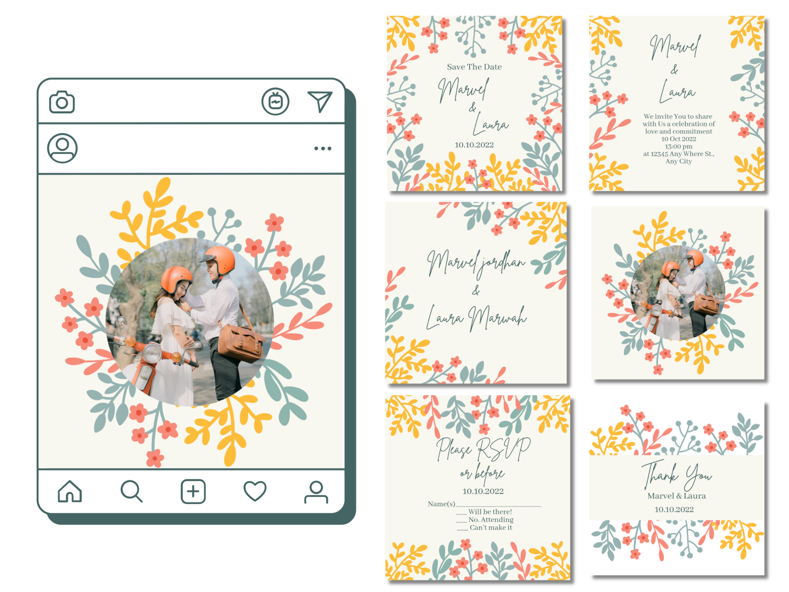 Wedding invitation template and social media post for instagram by ...