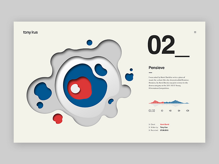 Website design for composer by Mike Kus on Dribbble