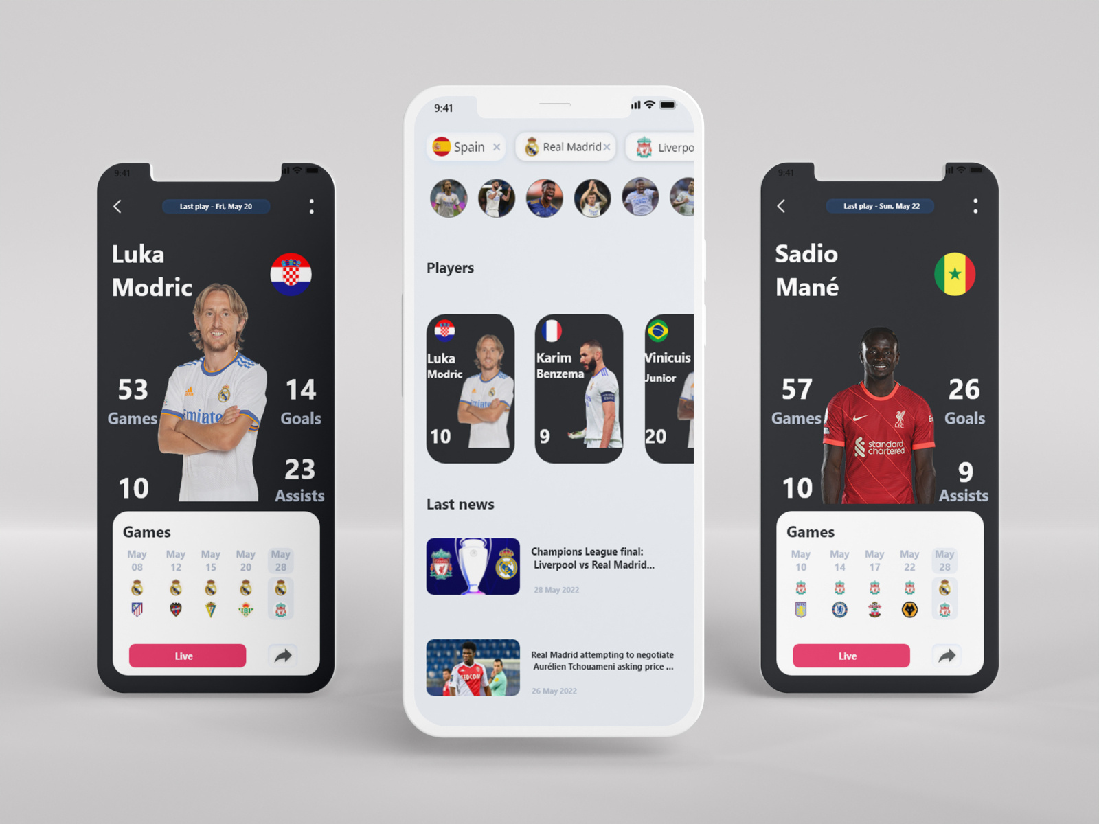 Football app ui design by Ismail Naimi on Dribbble
