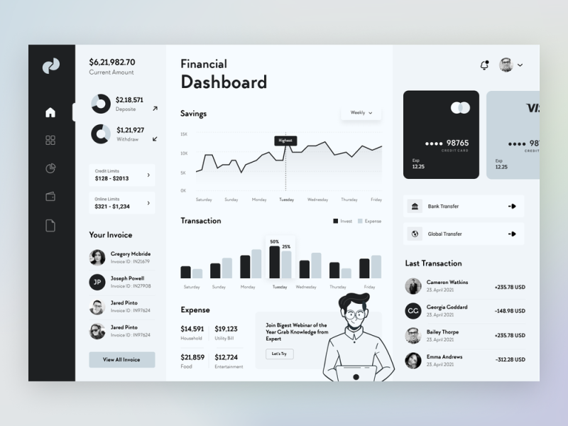FINACIAL WEBSITE USER INTERFACE by Redbyte on Dribbble