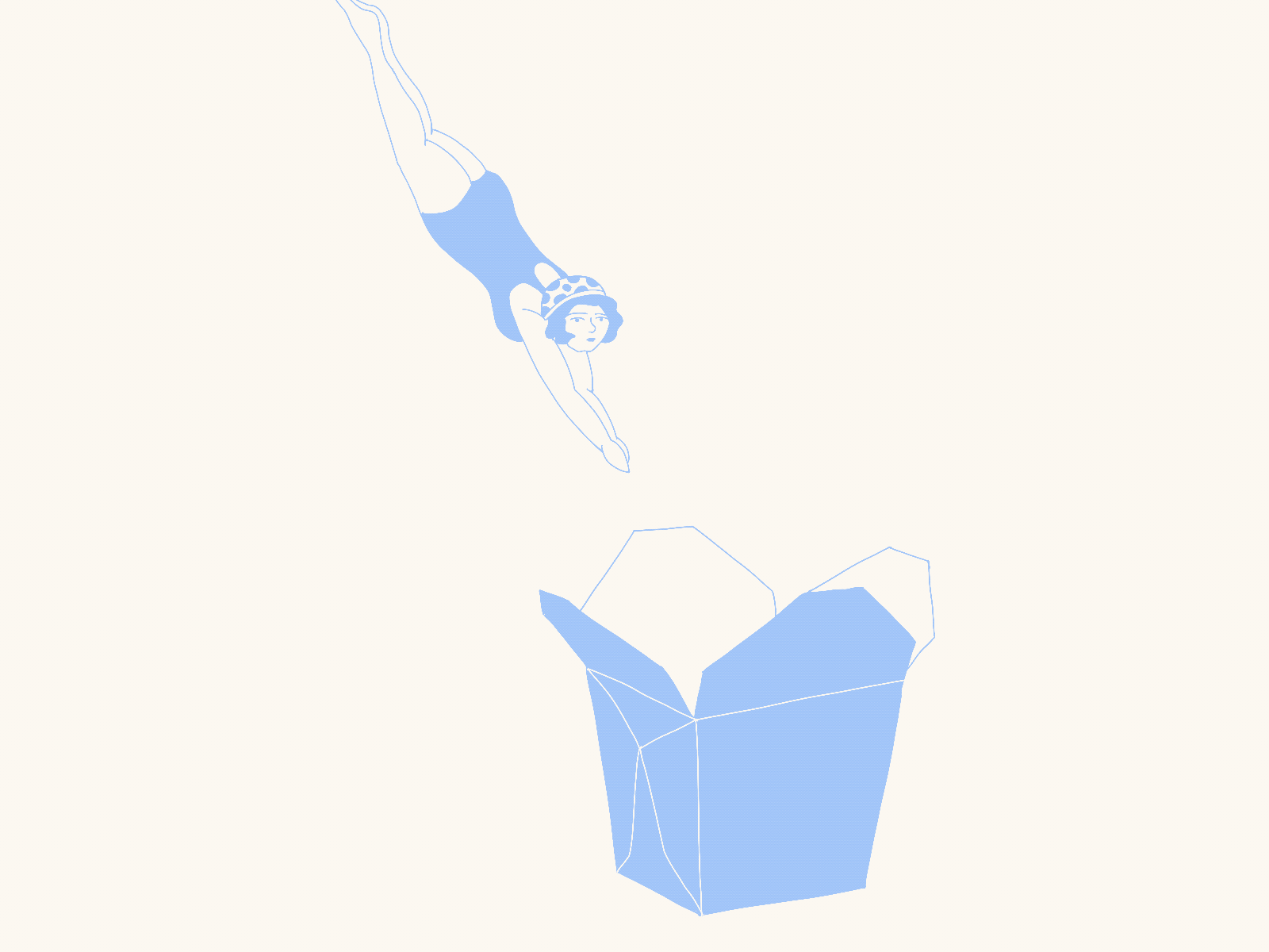 Lady diving into a snack box gif by Alexis Furlonger on Dribbble