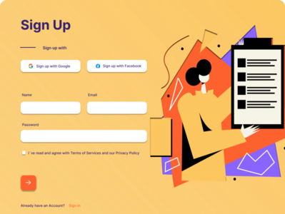 Sign up Page by Hypha Digital on Dribbble