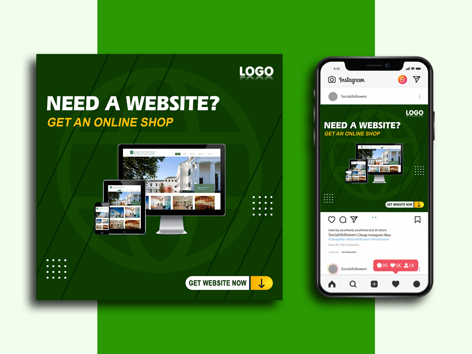 Website Social Media Post Template | Instagram Post by Md Forid Hossain ...
