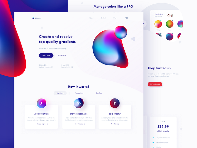 Color management tool website by Maciej Dyjak on Dribbble