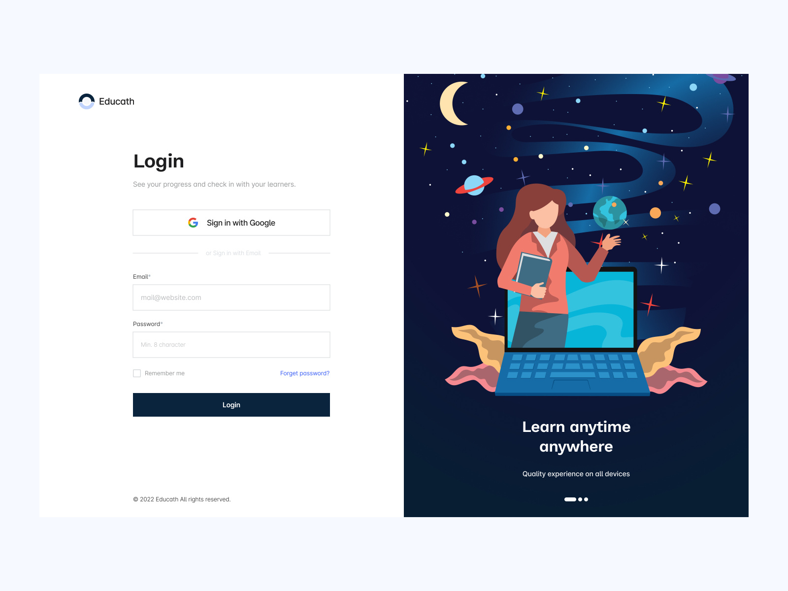 Educath: Login Page by Giray Aksoy on Dribbble