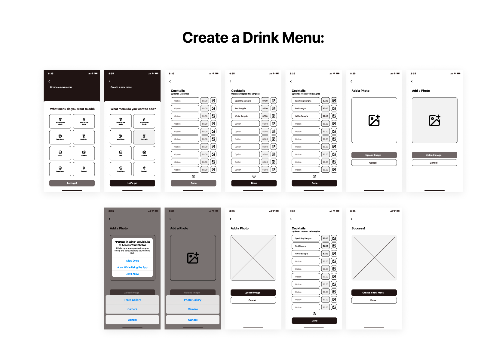 Partner in Wine Create a Drink Menu by Gabrielle Cohen on Dribbble