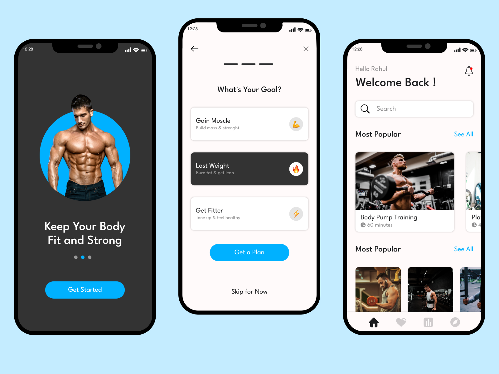 Fitness Training App by Sathya Ragavan on Dribbble