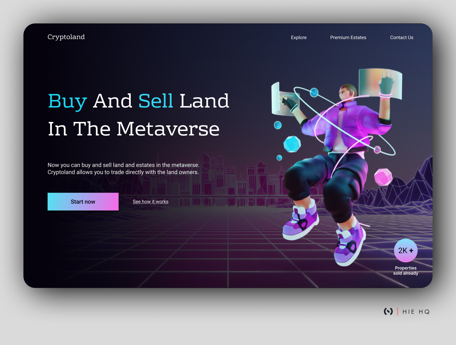 Cryptoland Landing Page UI by Jyoti Singh for HQ on Dribbble