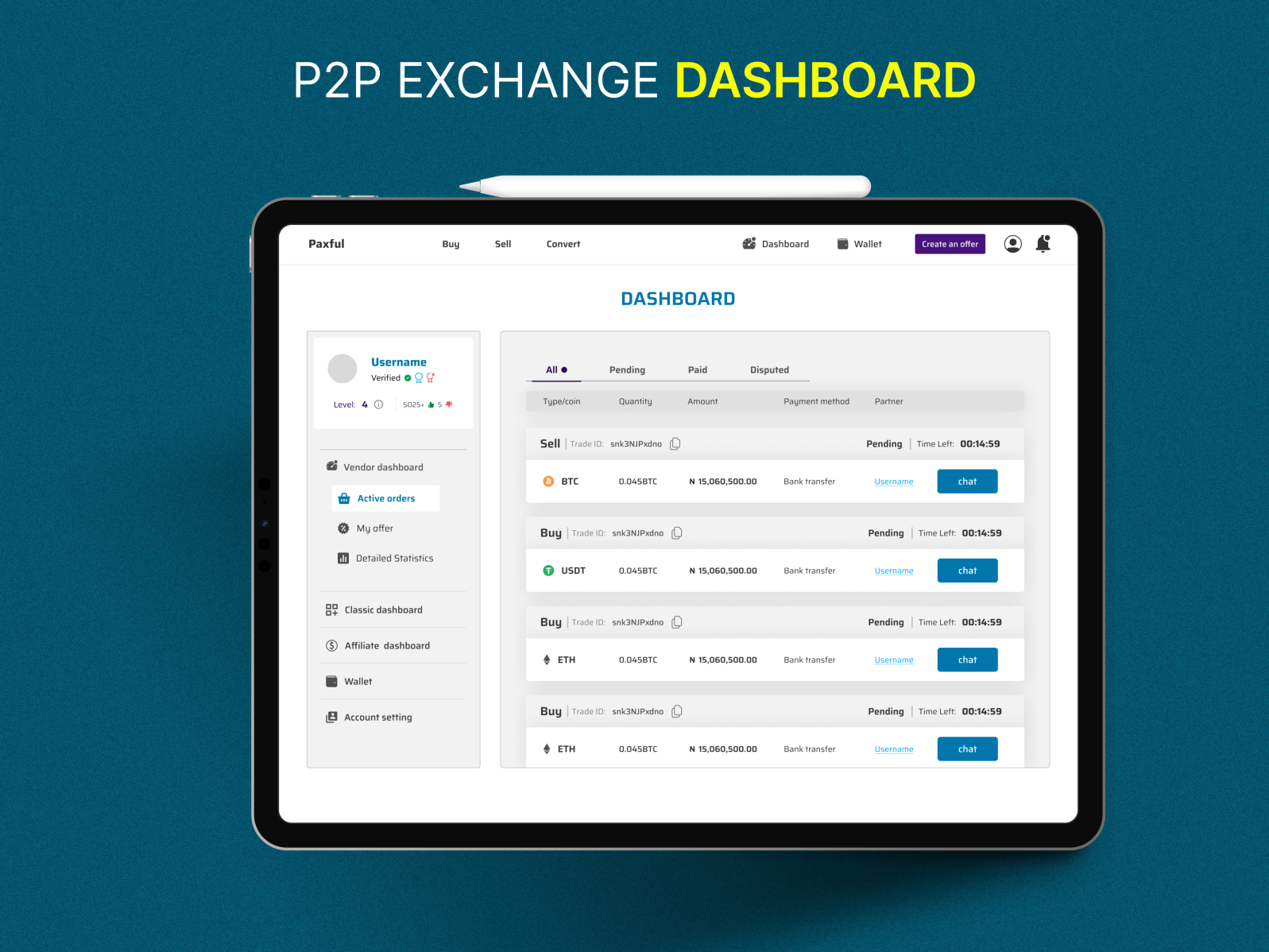 P2P Cryptocurrency exchange dashboard by Raymond Asogwa on Dribbble