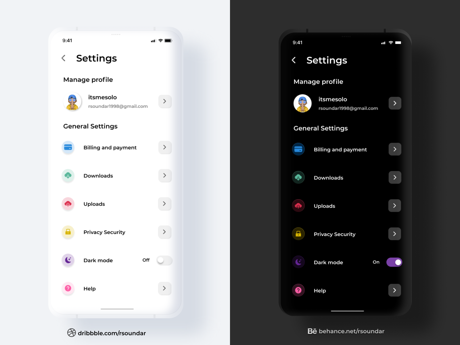 Daily UI Challange Setting Design by Soundar R on Dribbble